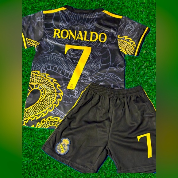 Unbranded | Shirts & Tops | New Kids Ronaldo Soccer Jersey Black Gold Dragon Special Jersey New ...